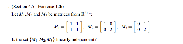 Solved 1. (Section 4.5 - Exercise 12b) Let M1, M2 and M3 be | Chegg.com