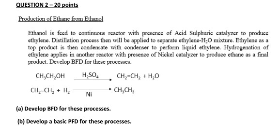 Solved QUESTION 2-20 points Production of Ethane from | Chegg.com