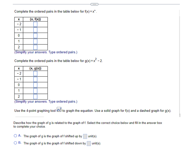 Solved Complete the ordered pairs in the table below for | Chegg.com