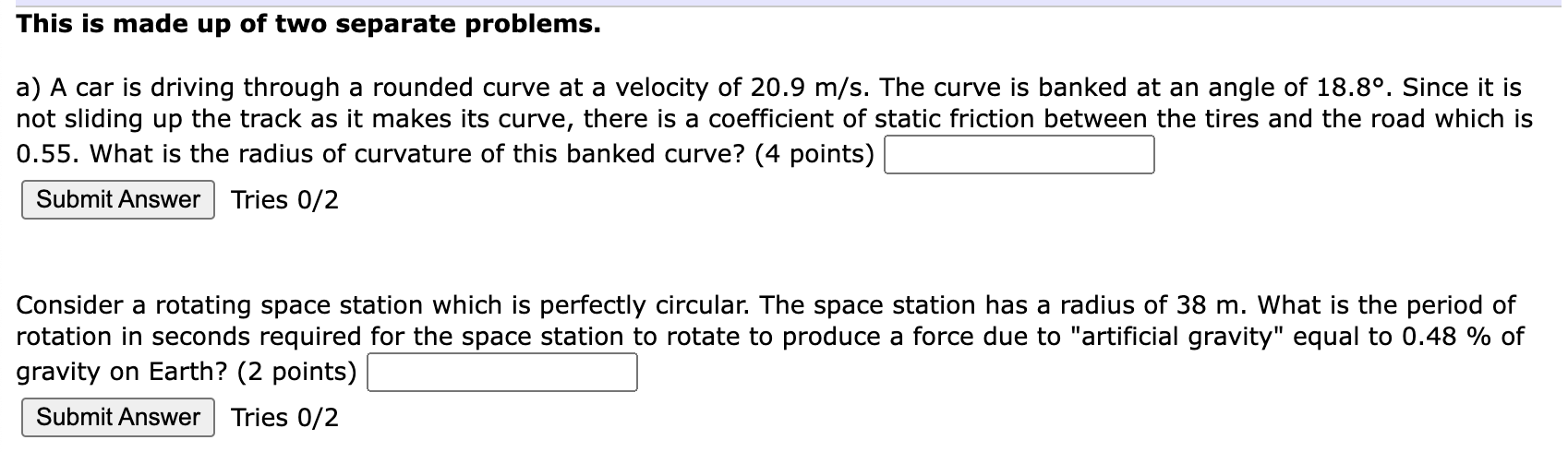 Solved This is made up of two separate problems. a) A car is | Chegg.com