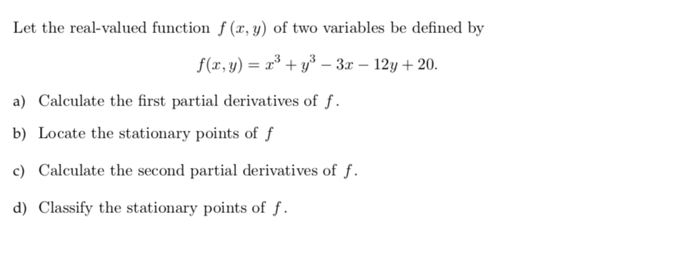 Solved Let the real-valued function f (x, y) of two | Chegg.com