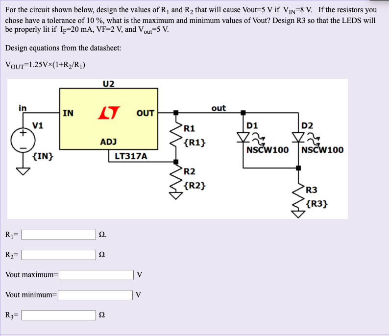 Solved For the circuit shown below, design the values of R, | Chegg.com