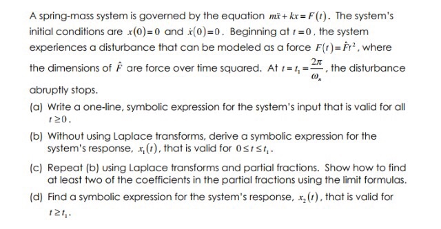 Solved A spring-mass system is governed by the equation | Chegg.com