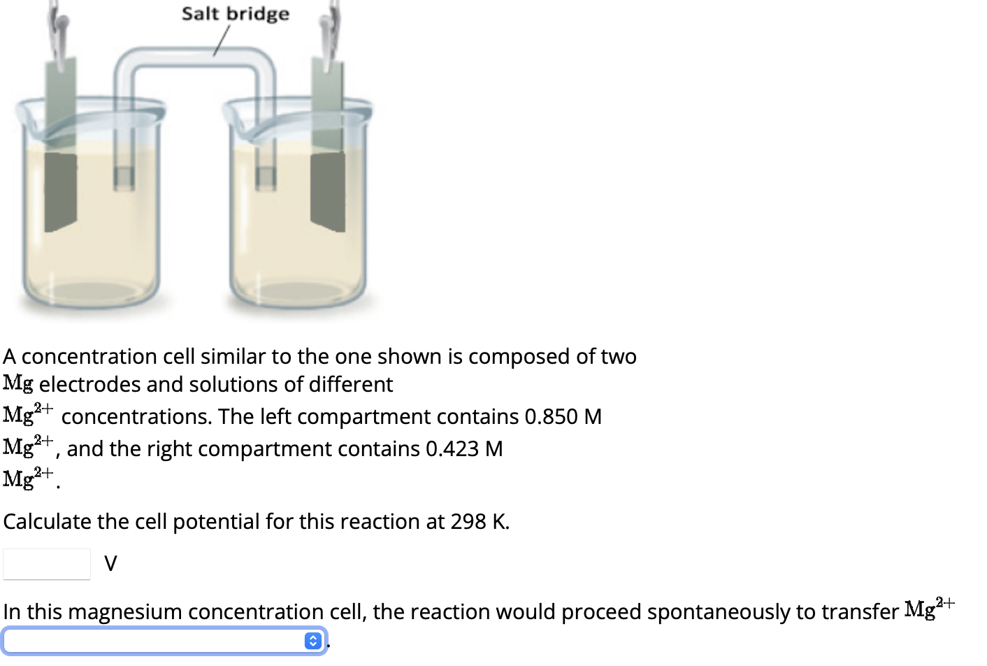 Solved A concentration cell similar to the one shown is | Chegg.com