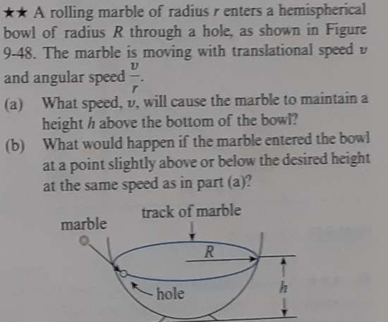 Solved V r ** A rolling marble of radius r enters a | Chegg.com