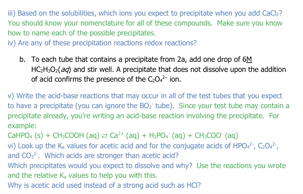 2. Oxalate Test a. Place two drops of SOLUTION in a | Chegg.com