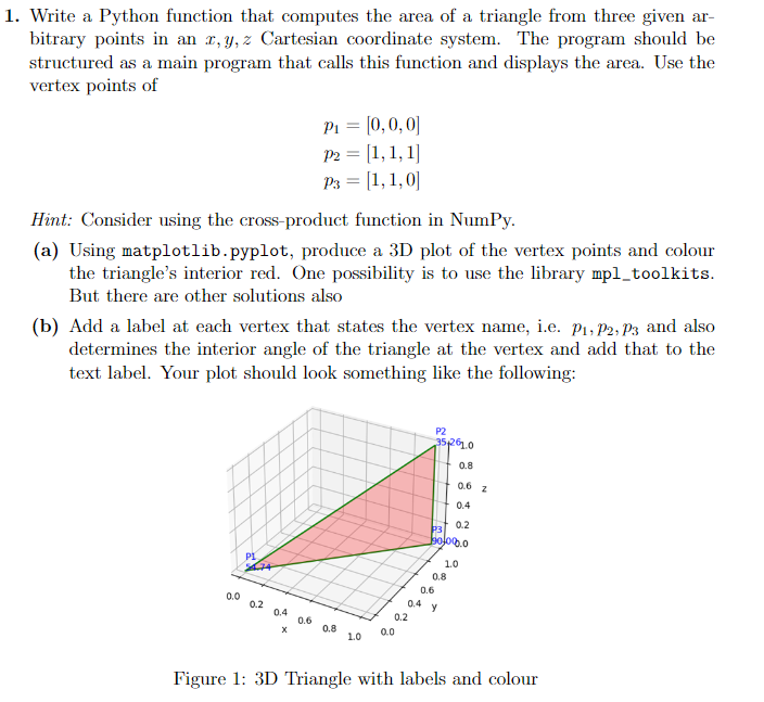 Solved Write A Python Function That Computes The Area Of A 9511