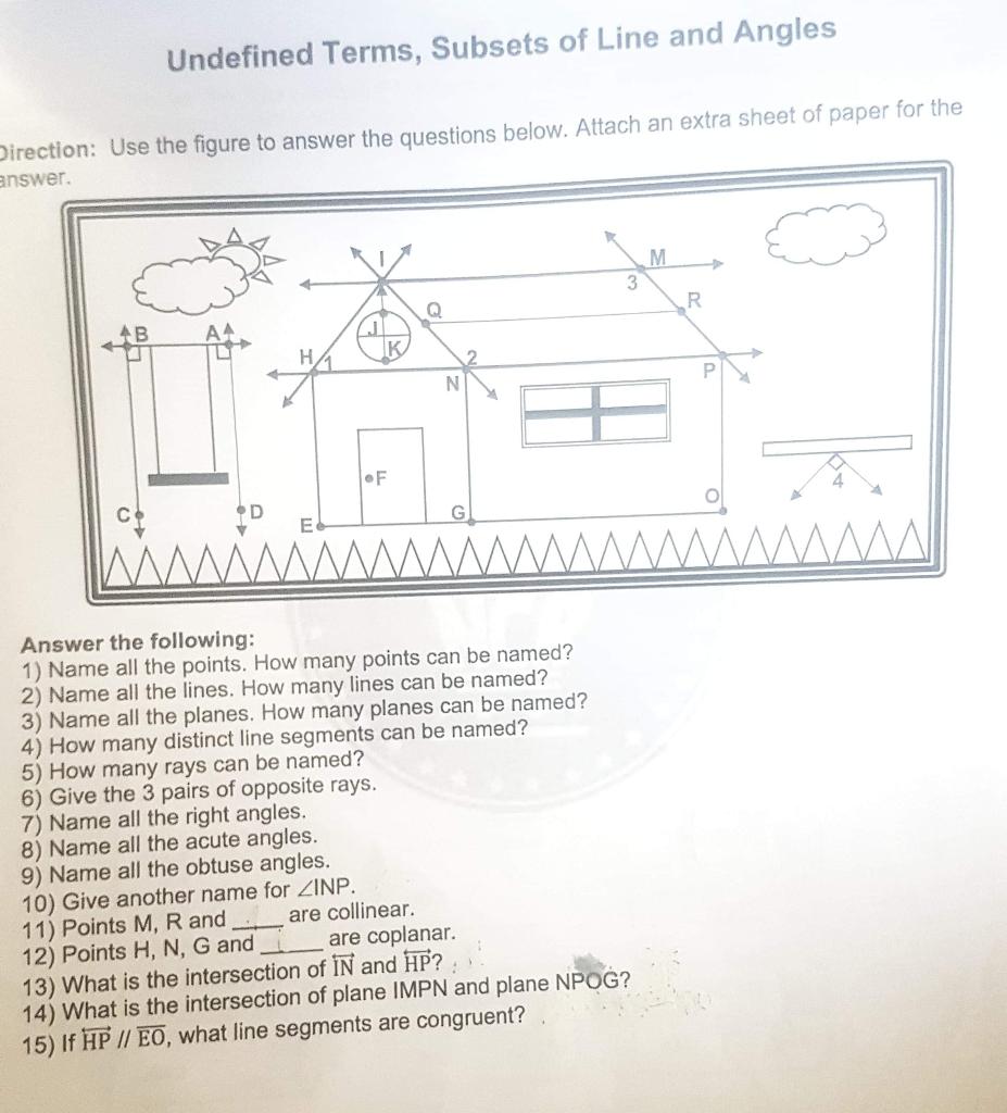Solved Undefined Terms, Subsets of Line and Angles | Chegg.com