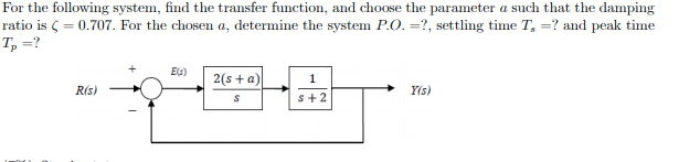 Solved For the following system, find the transfer function, | Chegg.com