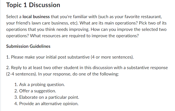 Select a local business that you're familiar with | Chegg.com