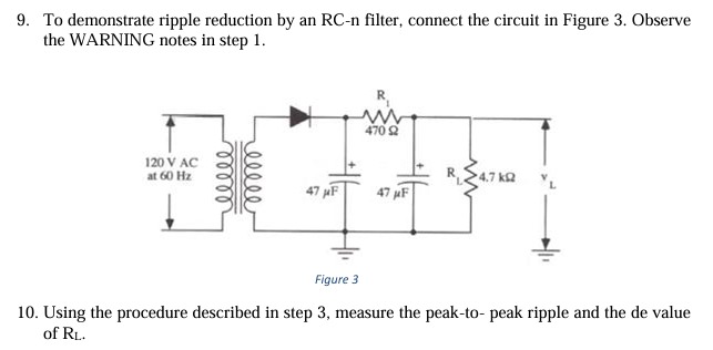 Solved To demonstrate ripple reduction by an RC-n filter, | Chegg.com
