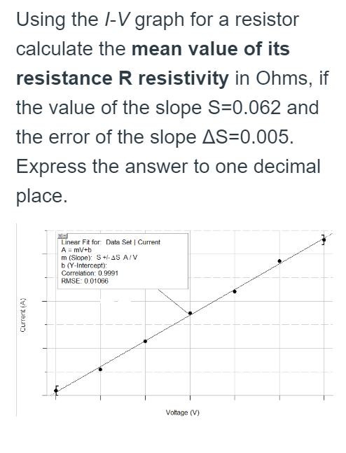 Solved Using the l-V graph for a resistor calculate the mean | Chegg.com