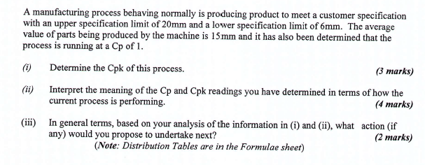 Solved A manufacturing process behaving normally is | Chegg.com