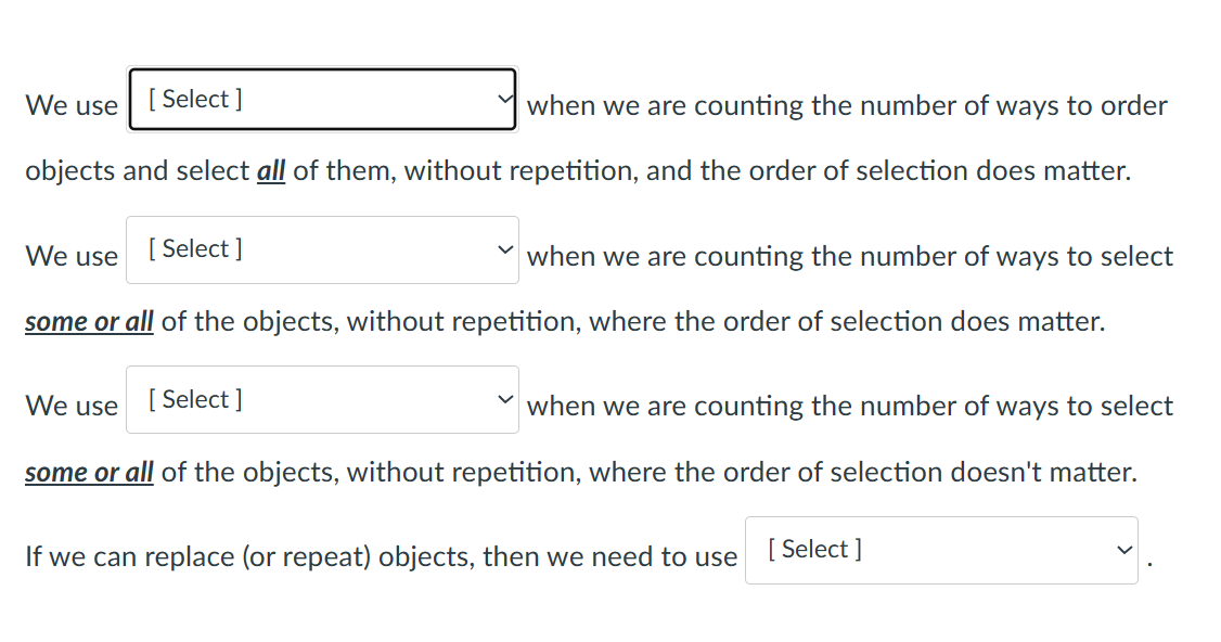 Solved We usewhen we are counting the number of ways to | Chegg.com