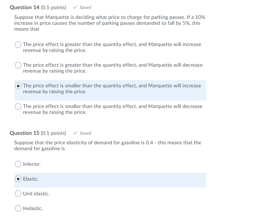 Solved Question 12 (0.5 points) Saved Suppose that the price | Chegg.com
