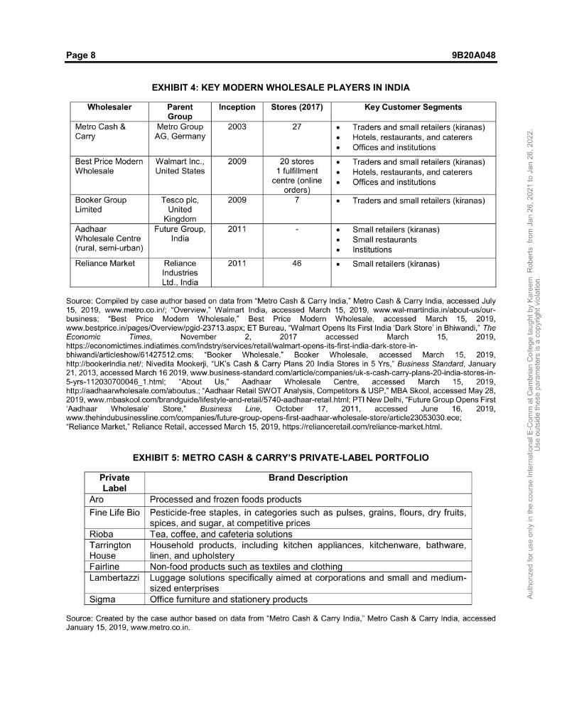 Solved What key challenges is Metro C&C facing from | Chegg.com