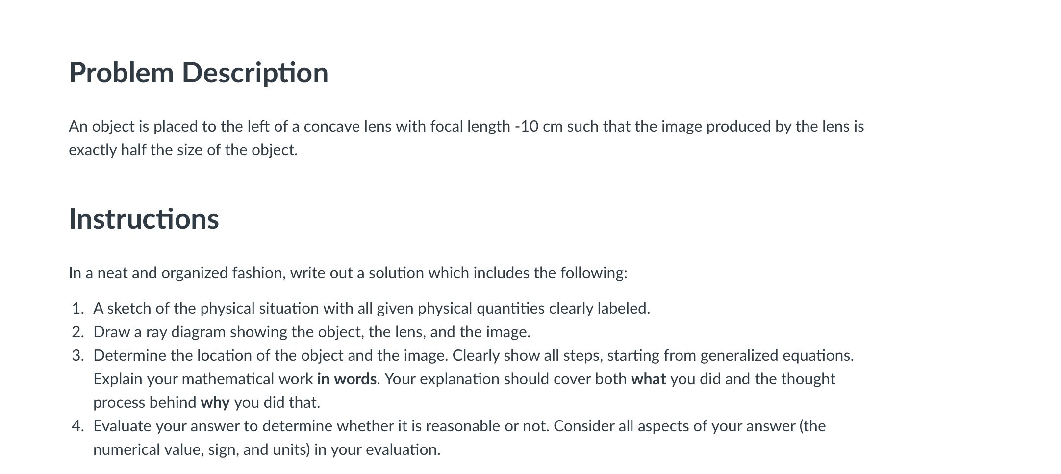 Solved Problem Description An object is placed to the left | Chegg.com