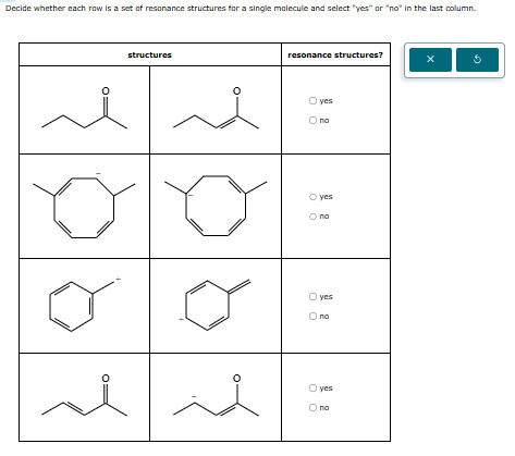Solved Decide whether each row is a set of resonance | Chegg.com