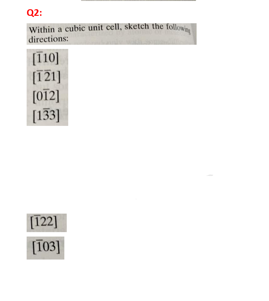 Solved Q2: Within a cubic unit cell, sketch the following | Chegg.com