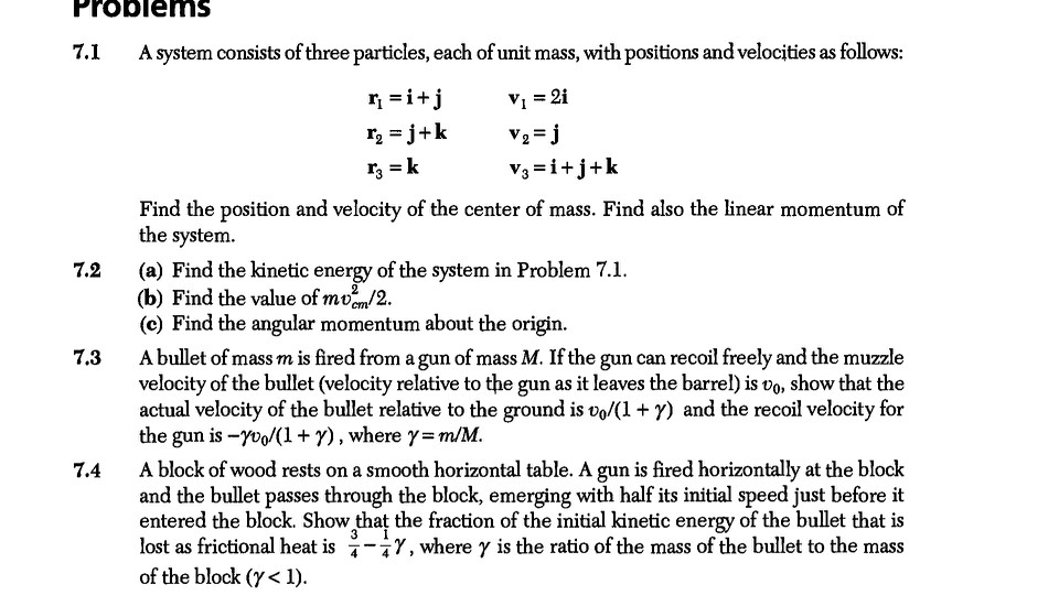 Solved Problems 7.1 A system consists of three particles, | Chegg.com