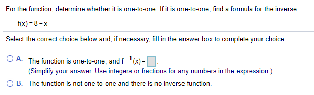 Solved For the function, determine whether it is one-to-one. | Chegg.com