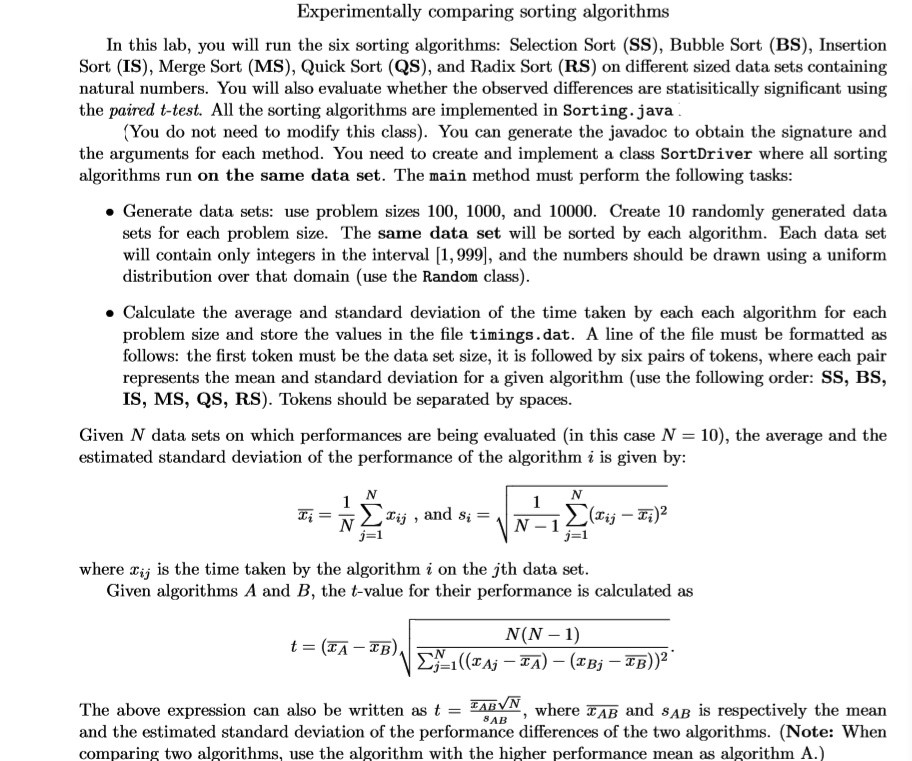 public class Sorting{ public static