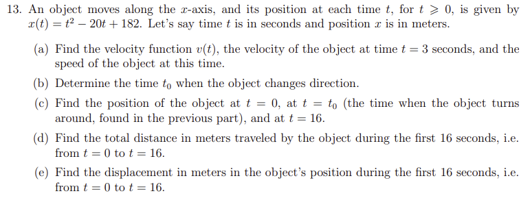 Solved 13. An object moves along the x-axis, and its | Chegg.com