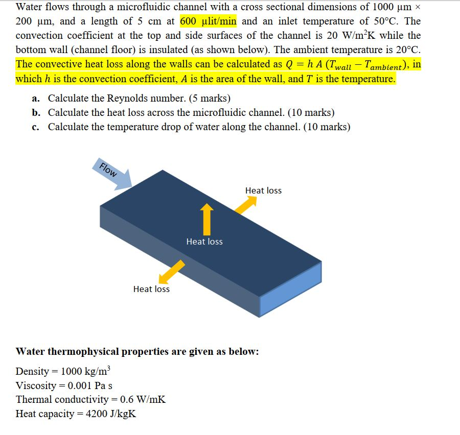 Solved Water flows through a microfluidic channel with a | Chegg.com