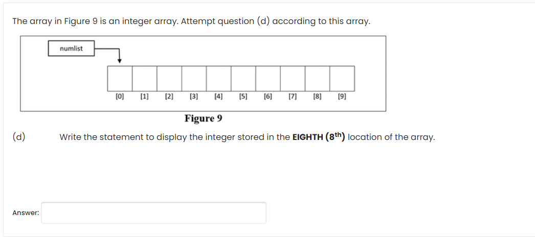 Solved The array in Figure 9 is an integer array. Attempt | Chegg.com