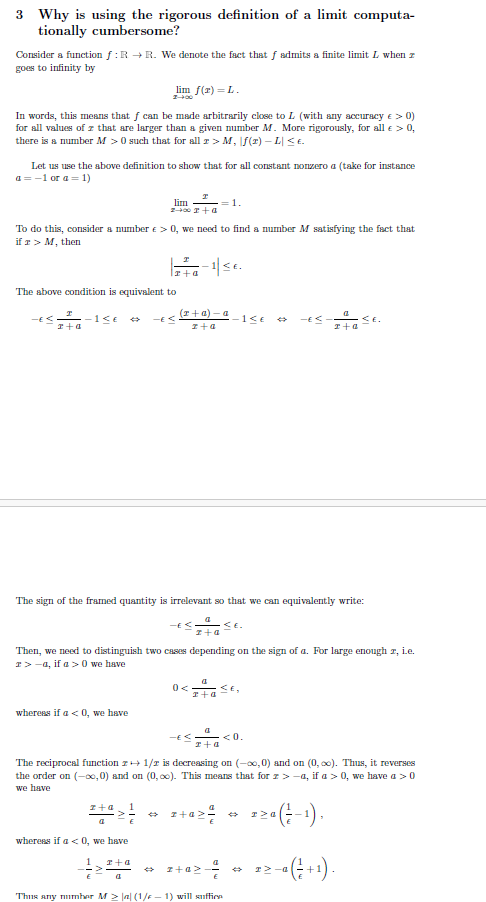 Solved 3 ﻿Why is ﻿using the rigorous definition of ﻿a limit | Chegg.com