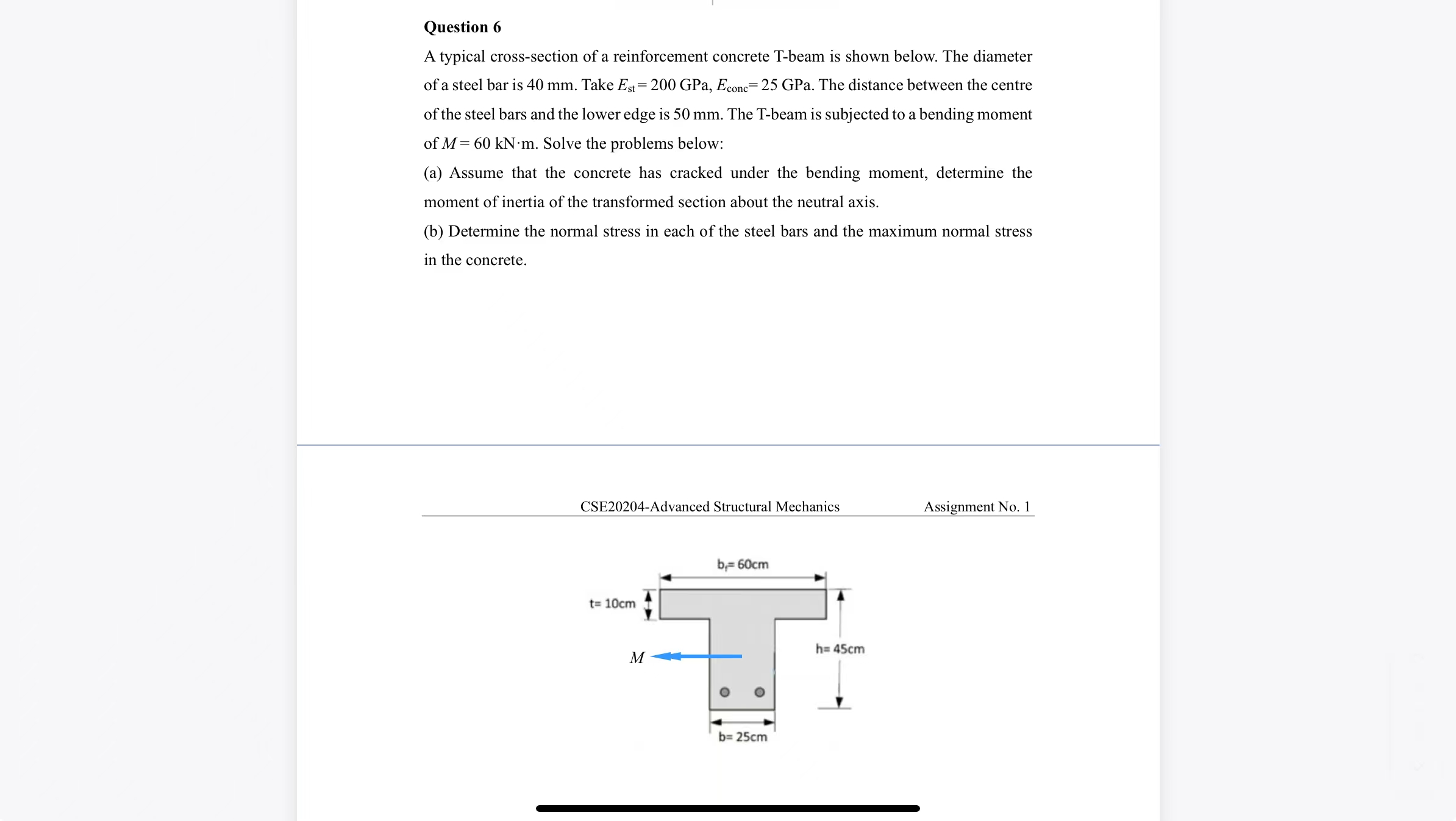 Solved Question 6A typical cross-section of a reinforcement | Chegg.com