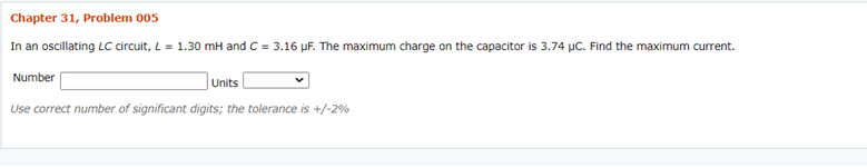 Solved Chapter 31, Problem 005 In an oscillating LC circuit, | Chegg.com