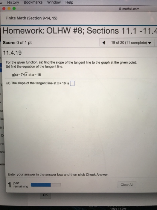 Solved w History Bookmarks Window Help mathxl.com Finite | Chegg.com