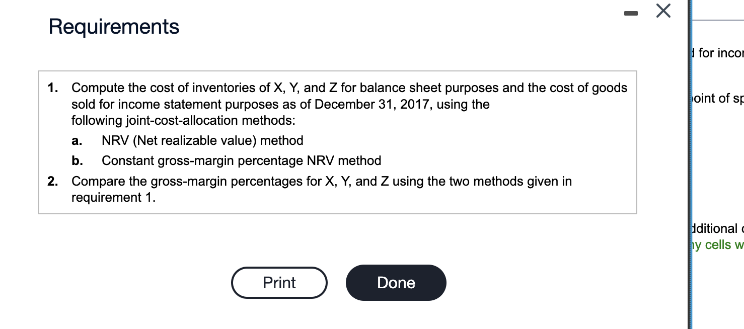 Requirements 1. Compute the cost of inventories of | Chegg.com