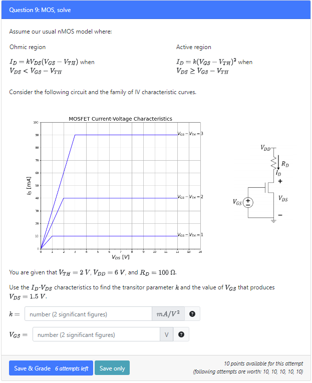 Solved Assume our usual nMOS model where: Ohmic region | Chegg.com