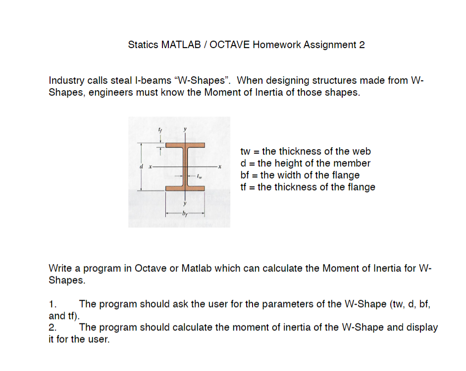 Solved Statics MATLAB / OCTAVE Homework Assignment 2 | Chegg.com
