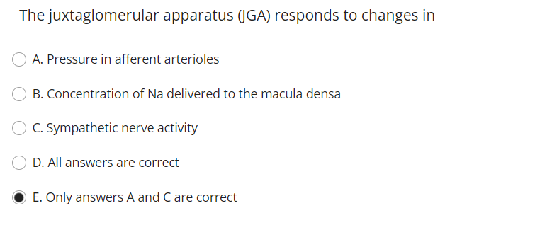 Solved The juxtaglomerular apparatus (JGA) responds to | Chegg.com