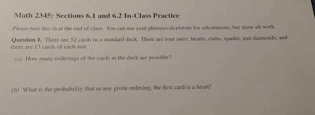 Solved Math 2345: Sections 6.1 and 6.2 In-Class Practice | Chegg.com
