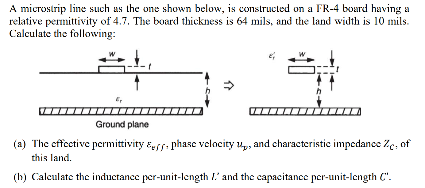 Solved Given: relative permittivity (ϵr) = 4.7, board | Chegg.com