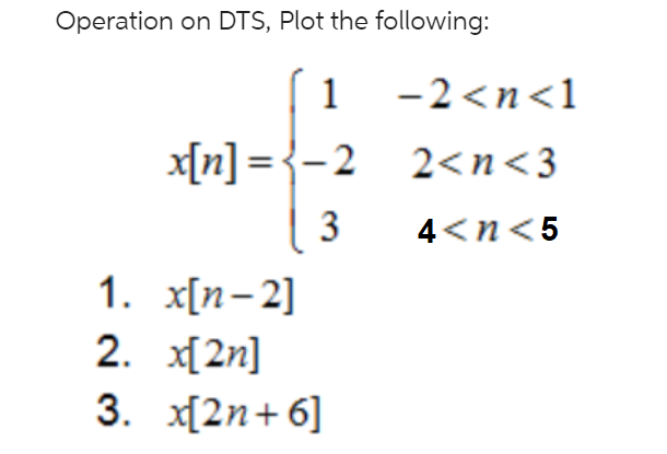 Solved Operation on DTS, Plot the following: 1 -2 | Chegg.com