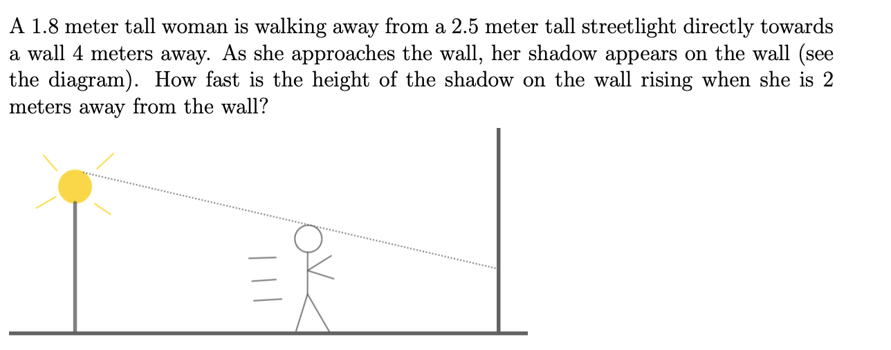 Solved A 1.8 meter tall woman is walking away from a 2.5 | Chegg.com