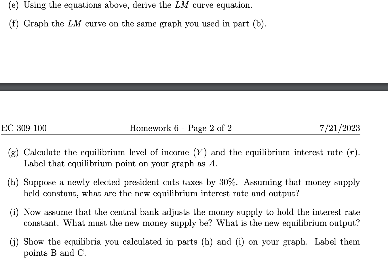 Solved Question 1. The following equations describe an | Chegg.com