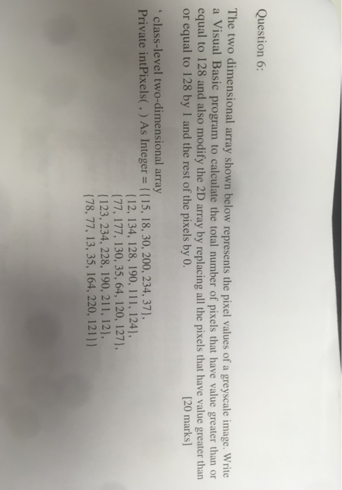 Solved The Two Dimensional Array Shown Below Represents The 