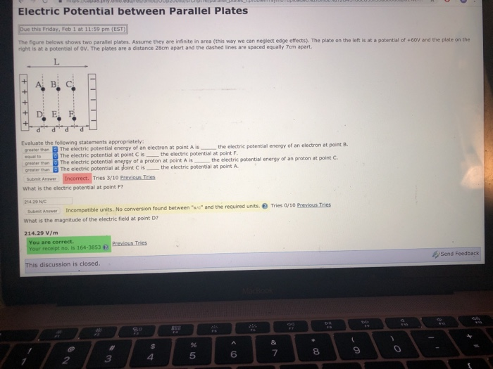 Solved Electric Potential between Parallel Plates Due this | Chegg.com