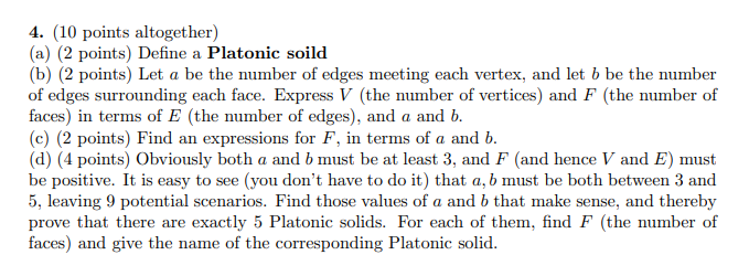 Solved 4. (10 points altogether) (a) (2 points) Define a | Chegg.com