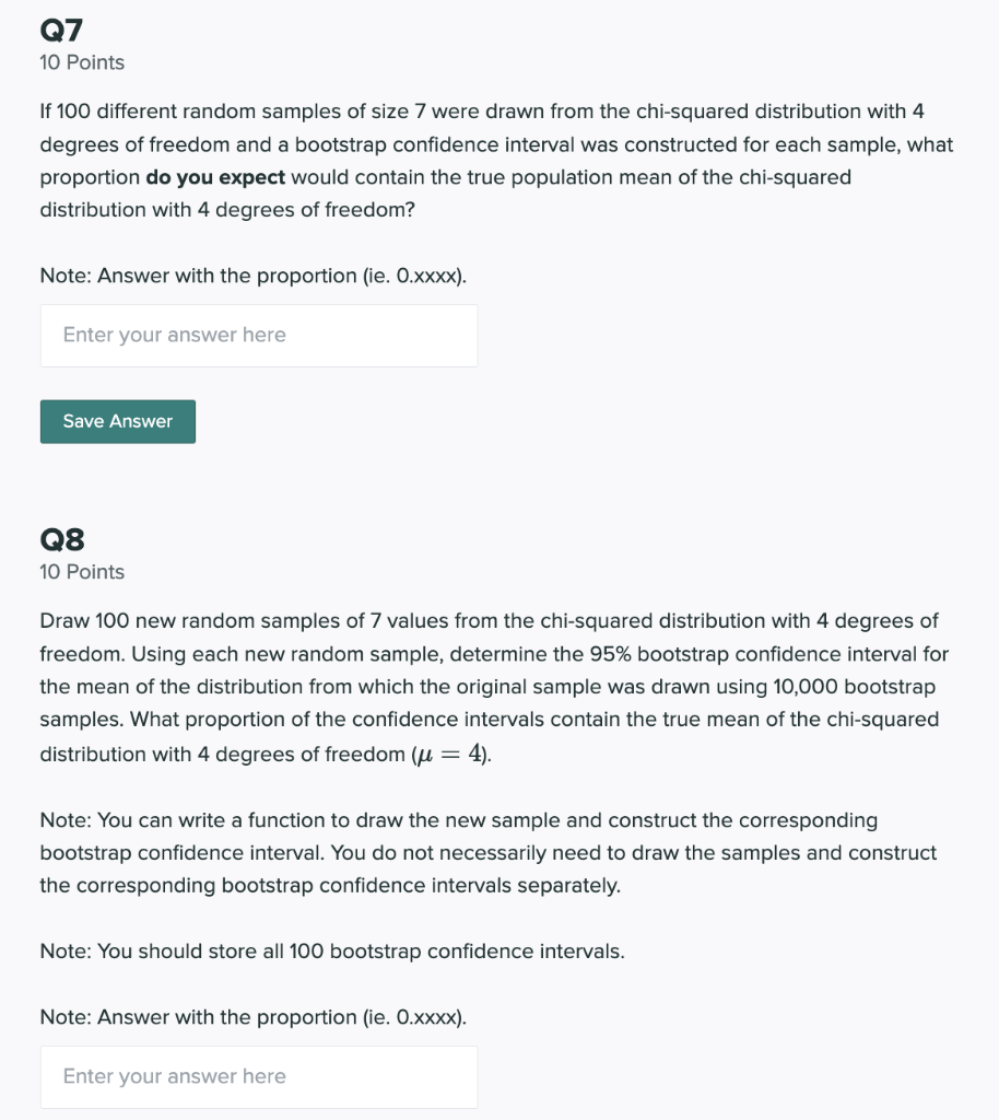 Q3 10 Points Draw a random sample of 7 values from | Chegg.com