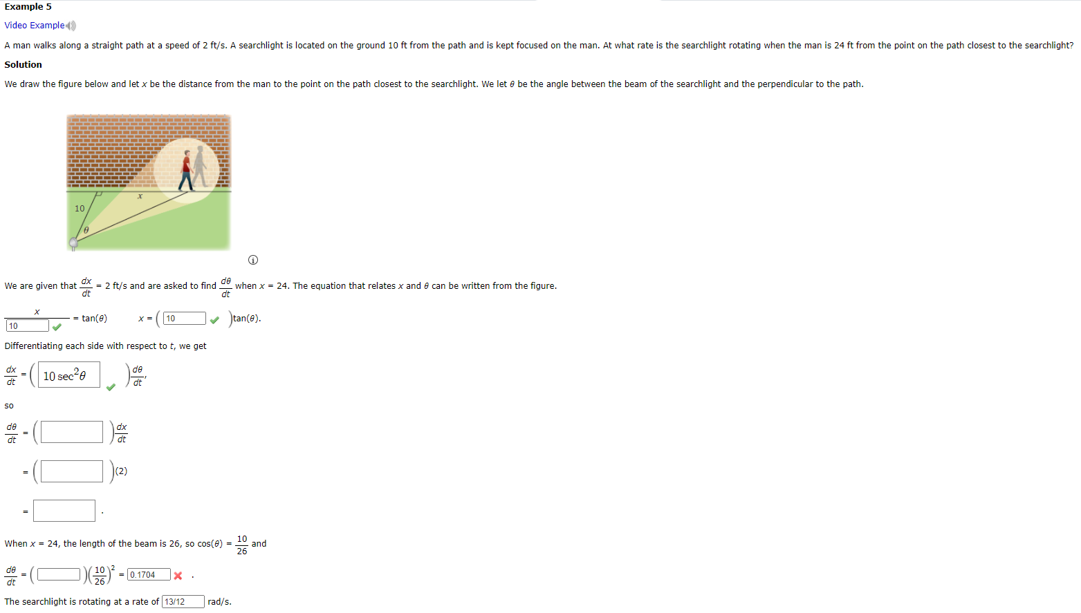 Solved Example 5 Video Example A man walks along a straight | Chegg.com