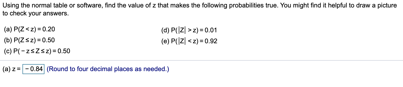 Solved Using the normal table or software, find the value of | Chegg.com