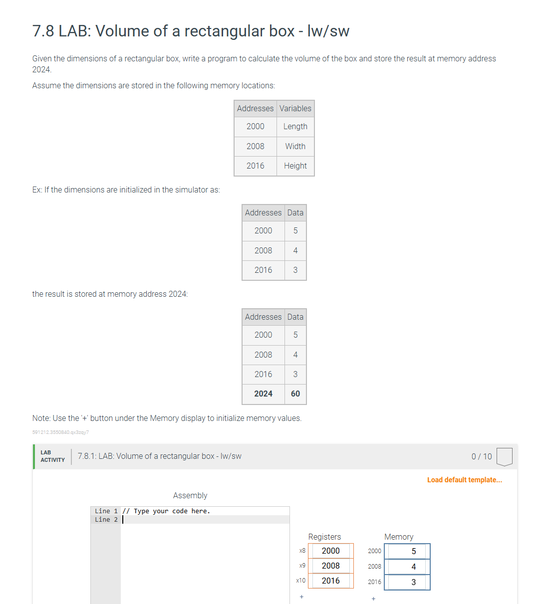 Solved 7.8 ﻿LAB: Volume of a rectangular box - ﻿Iw/swGiven | Chegg.com
