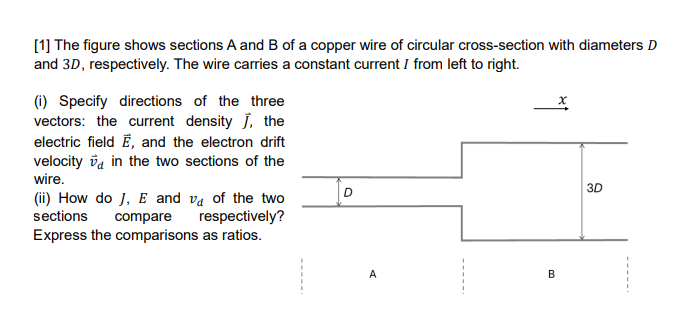 Solved [1] ﻿The figure shows sections A and B of ﻿a copper | Chegg.com